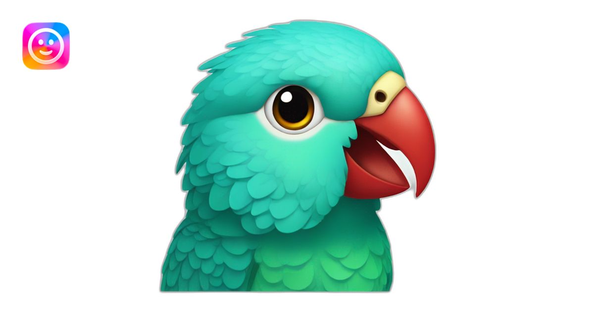 Turquoise Parakeet head red beak emoji | AI Emoji Generator