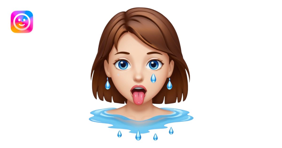 Girl with brown hair, blue eyes, a wet face and her tongue out. Can you ...