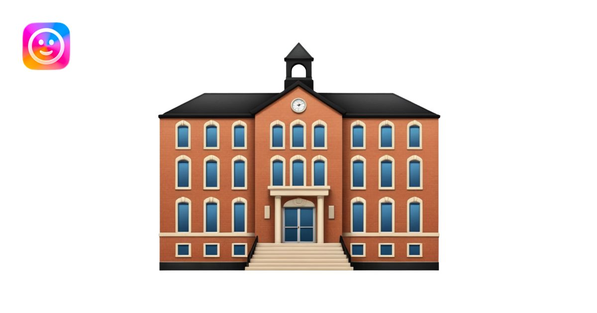A fancy high school facing the front emoji | AI Emoji Generator