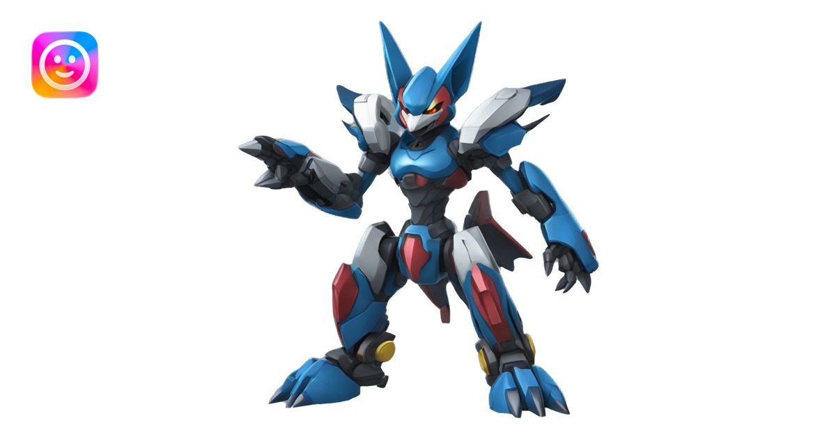 Lucario-Zoroark-medabot-Mecha full body emoji | AI Emoji Generator