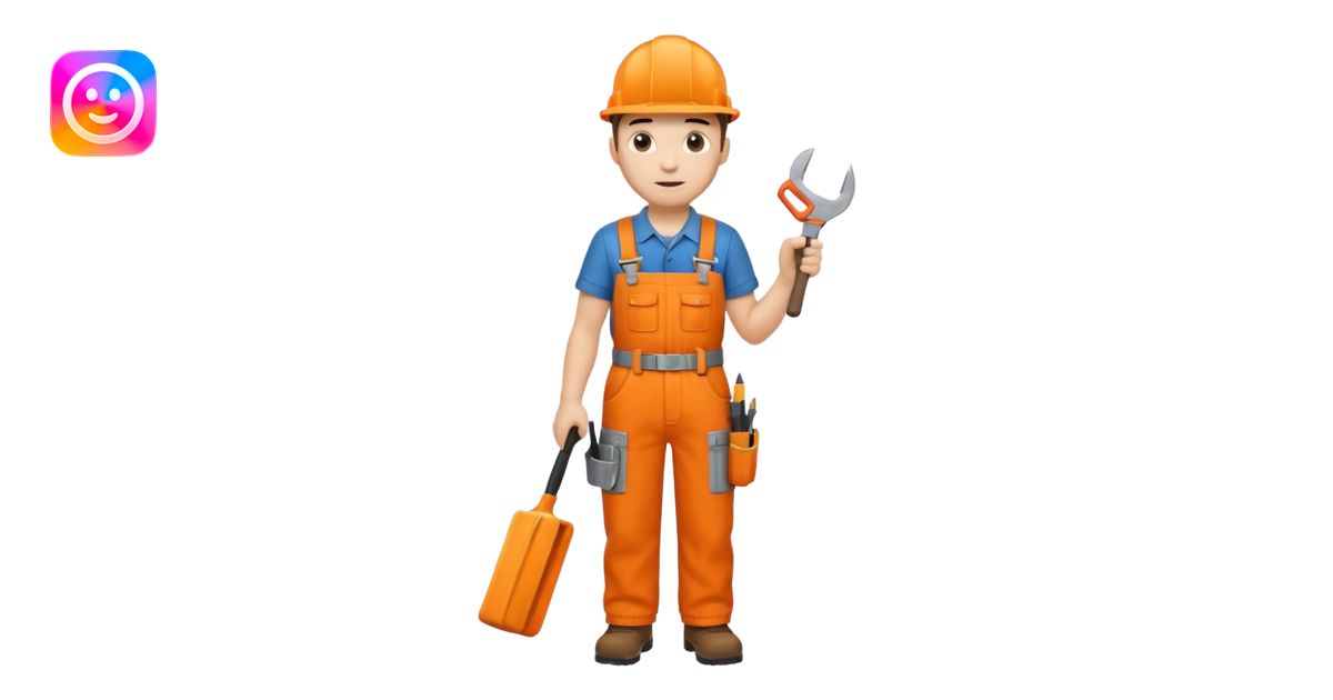engineer orange overalls standing emoji | AI Emoji Generator