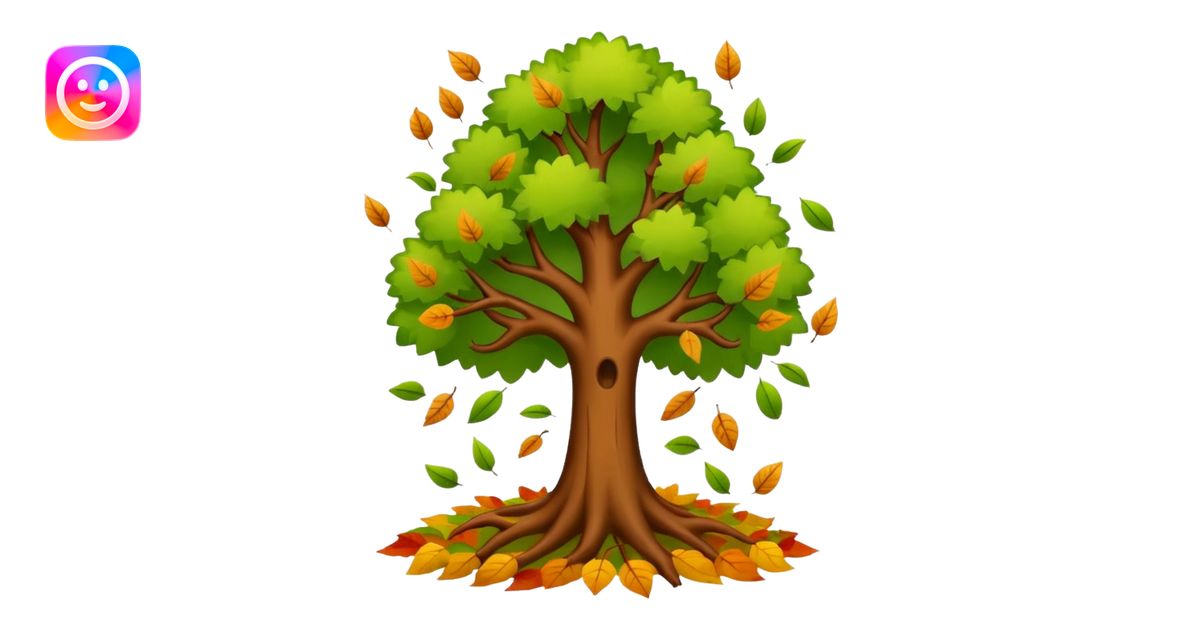 Tree with falling leaves, green leaves falling emoji | AI Emoji Generator