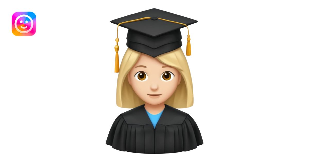 Cap and gown for graduation emoji | AI Emoji Generator