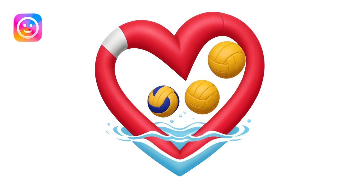 Natación y voley en un corazón de color emoji | AI Emoji Generator