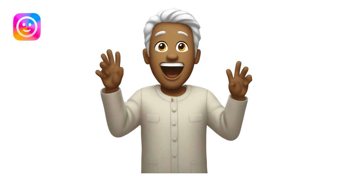 Shouting amen with hands raised high emoji | AI Emoji Generator