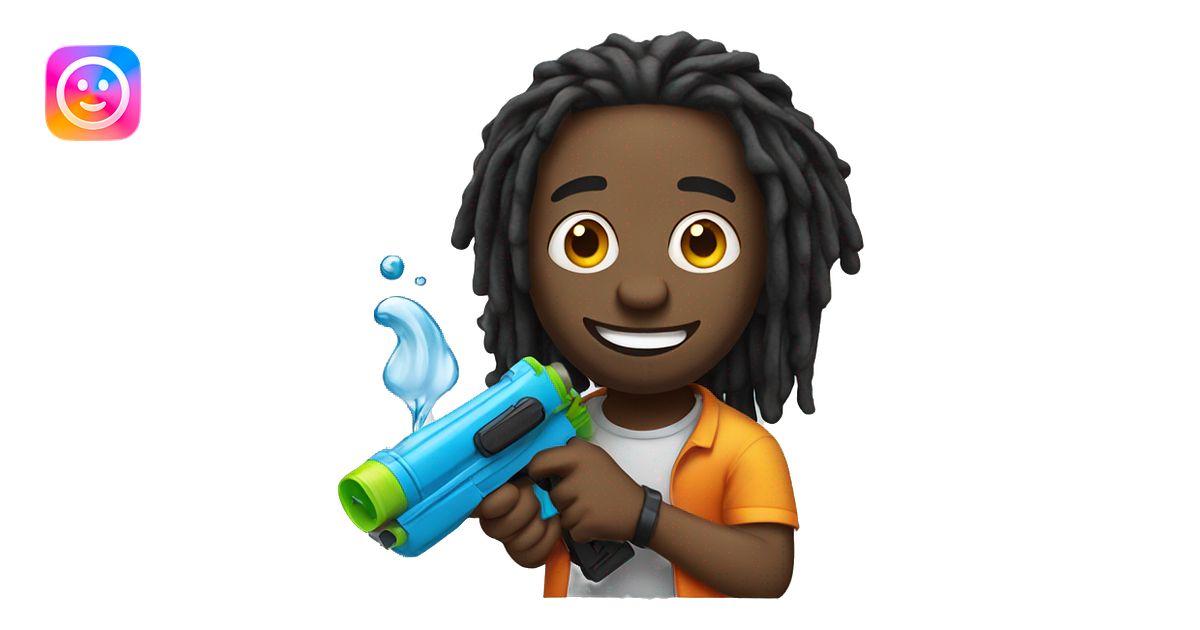 goofy black guy with dreads and water gun emoji | AI Emoji Generator
