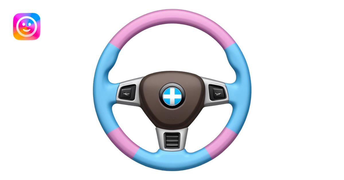 steering wheel with transgender pride flag colors and strifes , fluffy ...
