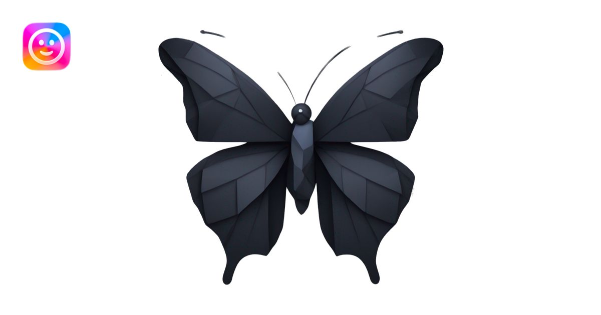 black butterfly in geometric style. wings consist of polygons emoji ...