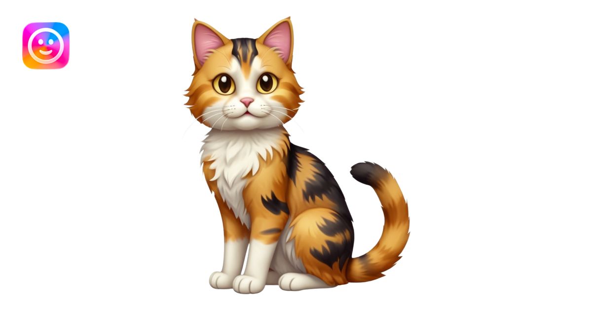 cinematic-[calico tabby cat]-realistic-full-body-sitting-emoji,-tail ...