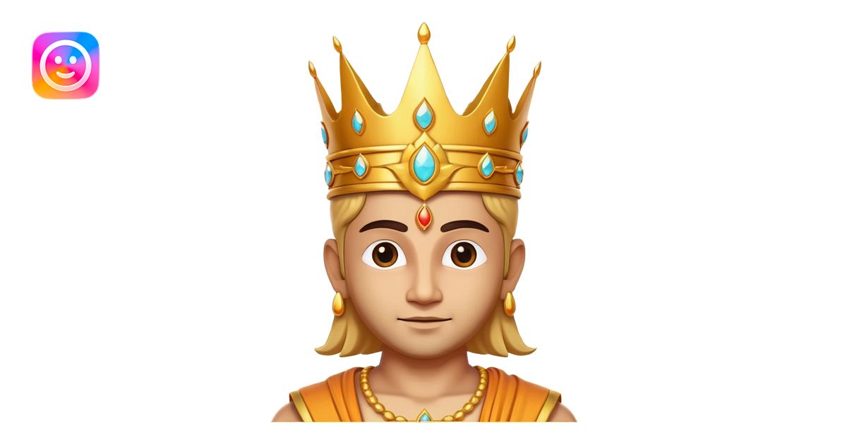 Hindu god Surya portrait, head and shoulders only, radiant golden crown ...