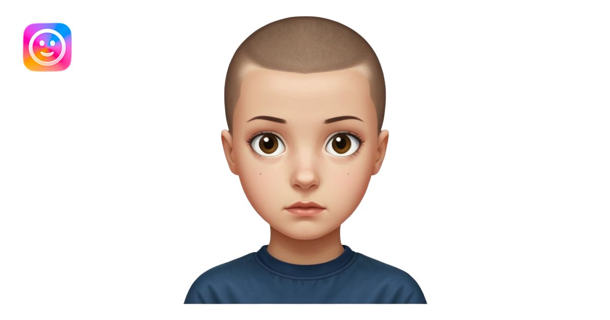 Eleven from stranger things with a buzz cut emoji | AI Emoji Generator