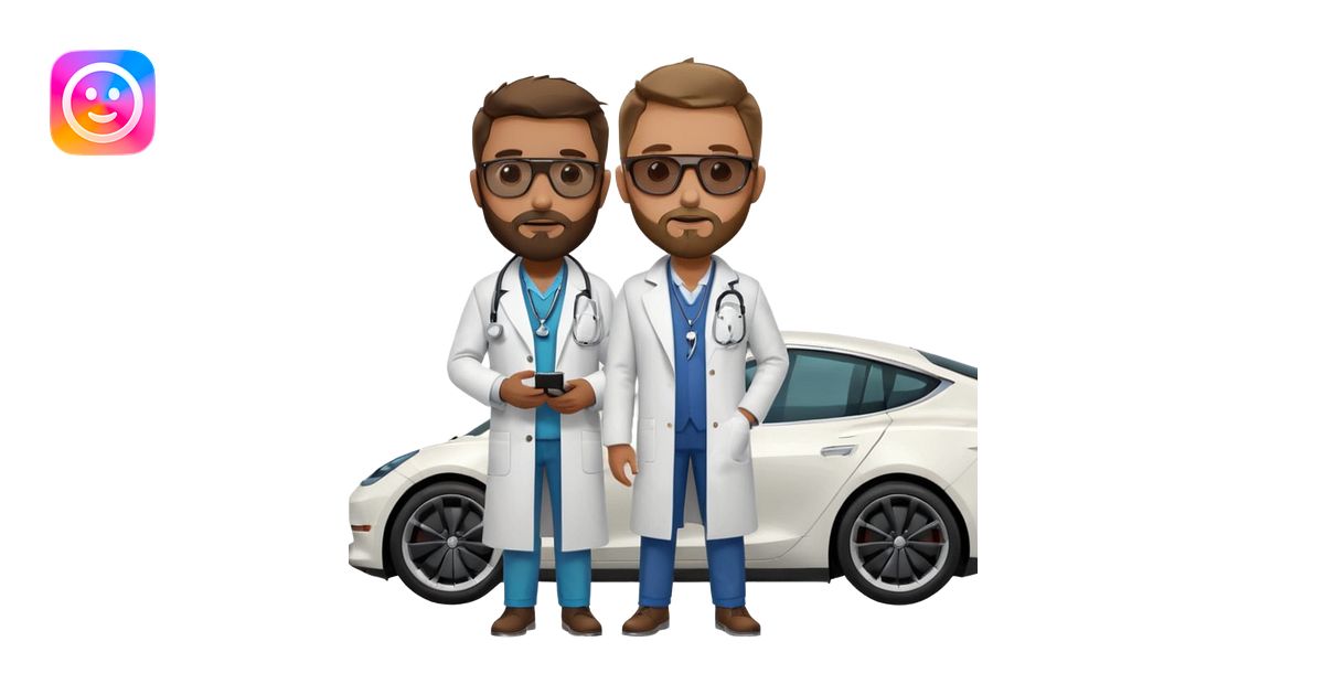White tesla model 3 and one cool physician with dark blond hair, beard ...