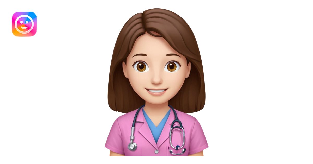 doctor, pink, she, hair brown, eyes brown, scrub baby pink, white skin ...