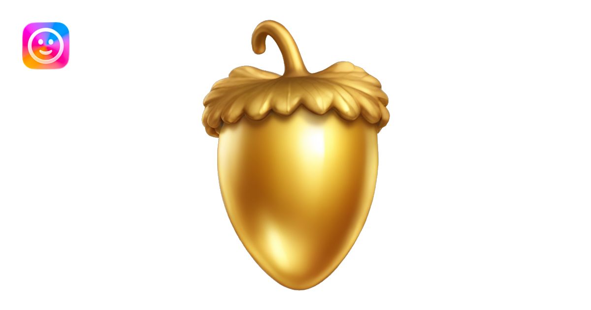 shiny gold Acorn with stem emoji | AI Emoji Generator