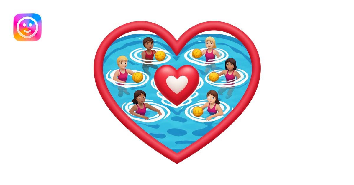 Natación y voley en un corazón de color emoji | AI Emoji Generator