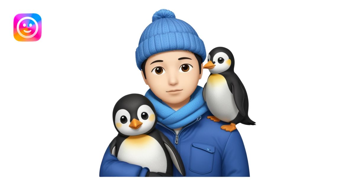 Winter penguin lying on Akashi Seijūrō’s shoulder with Akashi wearing winter clothes emoji | AI ...