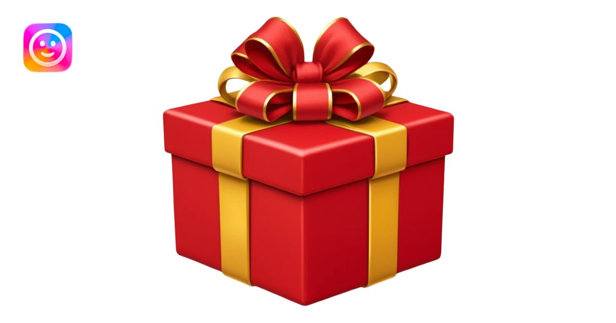 rococó caja de regalo rojo con dorado emoji | AI Emoji Generator