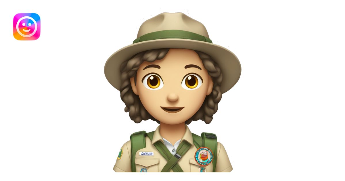 white scout girl with badges emoji | AI Emoji Generator