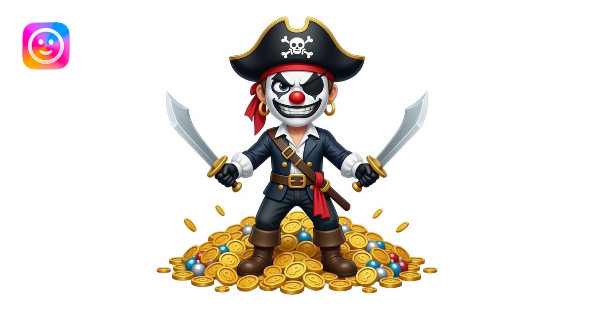 Angry Clown Pirate with Black and White Face paint with Dual swords ...