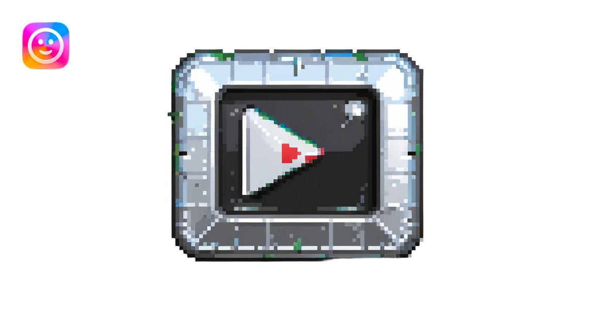 YouTube silver play button award with pixel art style and reflections ...