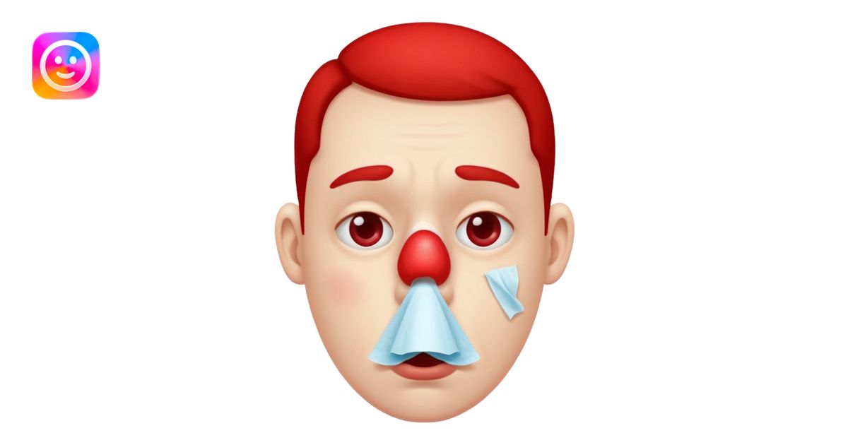 sick person with tissue on nose, fever and red nose. emoji | AI Emoji ...