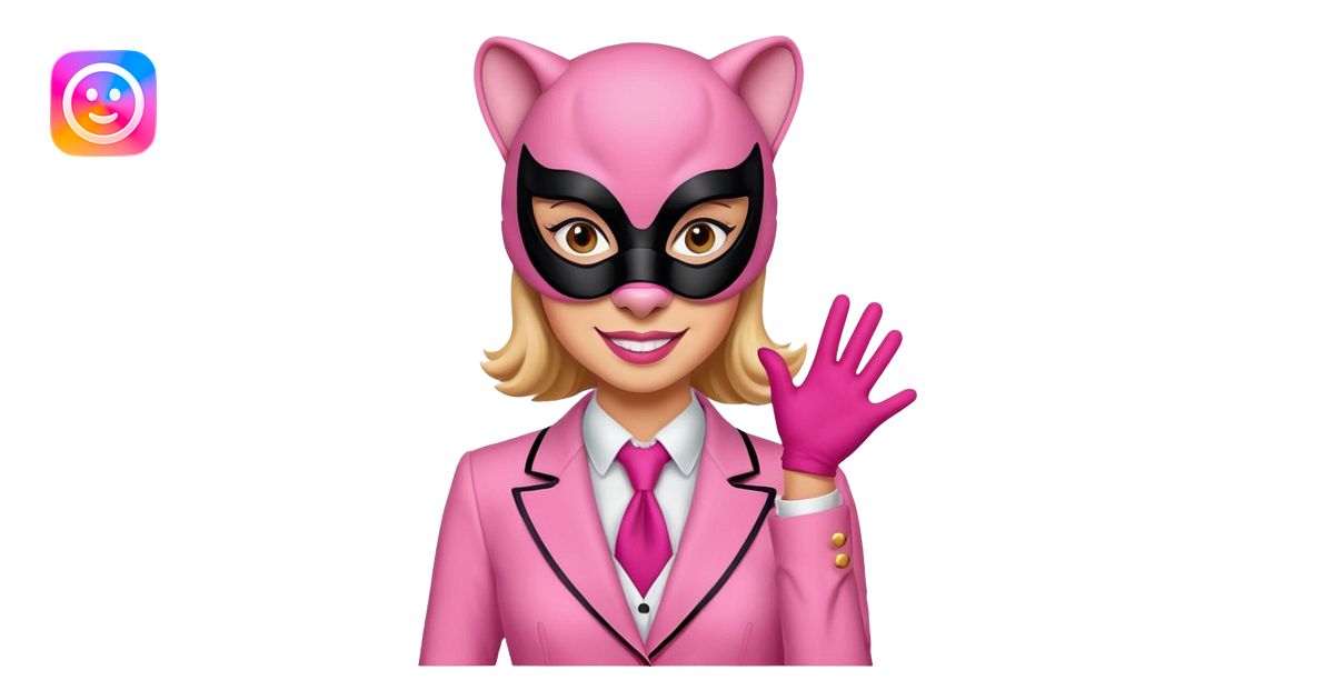 Woman dressed as pink panther emoji | AI Emoji Generator