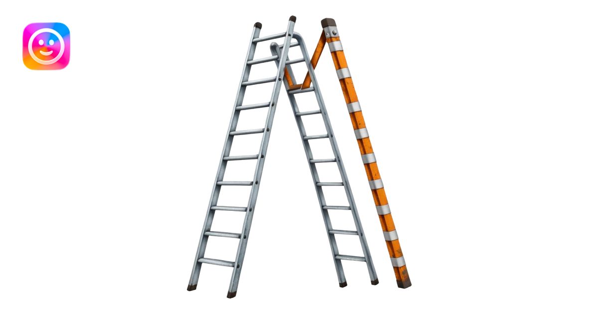 Broken ladder with tape fix emoji | AI Emoji Generator