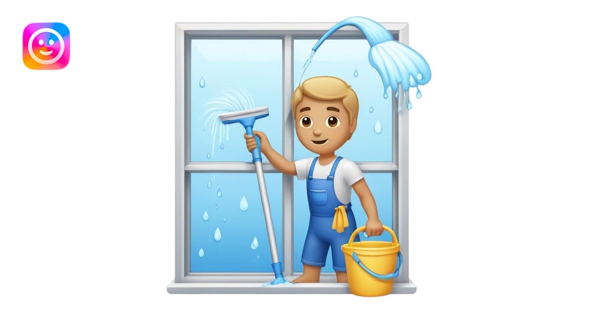 guy cleaning windows water emoji | AI Emoji Generator