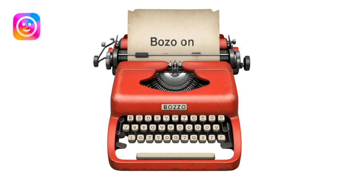 Typewriter with paper that says bozo on paper emoji | AI Emoji Generator