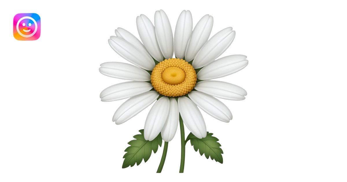 A white flower symbolising daisy flower emoji | AI Emoji Generator
