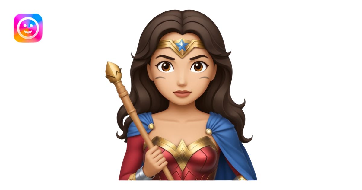 Wonder Woman holding white orchestra baton emoji | AI Emoji Generator
