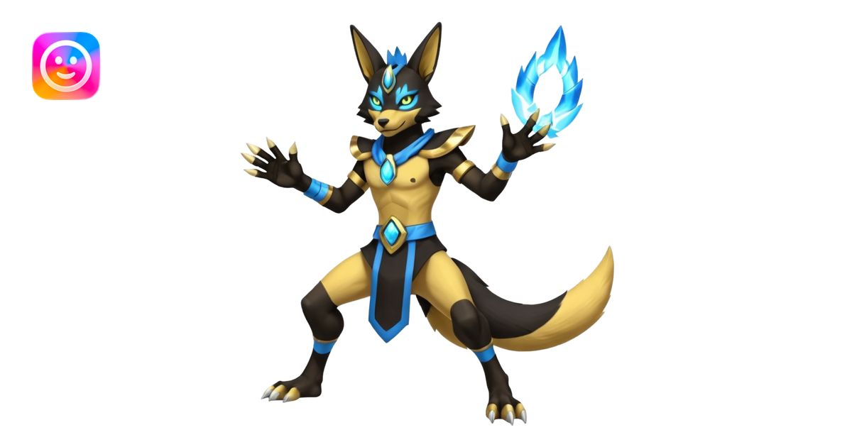 Electrike-Anubis-Lucario-Zeraora-fusion (full body) emoji | AI Emoji ...