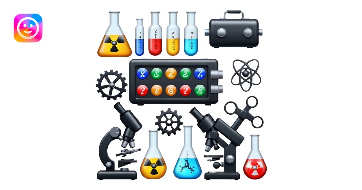 toolbox science, chemicals, mechanical gears, electronics, resistors ...