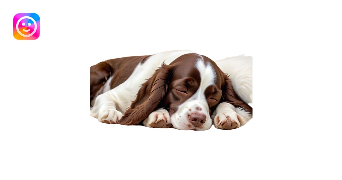 Meme-Worthy Cute Sleeping Springer Spaniel Portrait Emoji, Head resting ...
