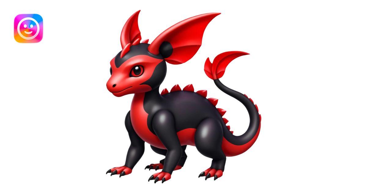 Shiny Red And Black Colorful Fakémon-hybrid-creature (full body) emoji ...