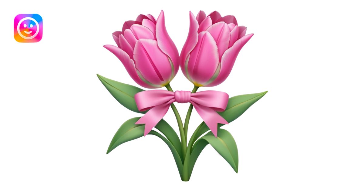 Pink tulips with a bow emoji | AI Emoji Generator