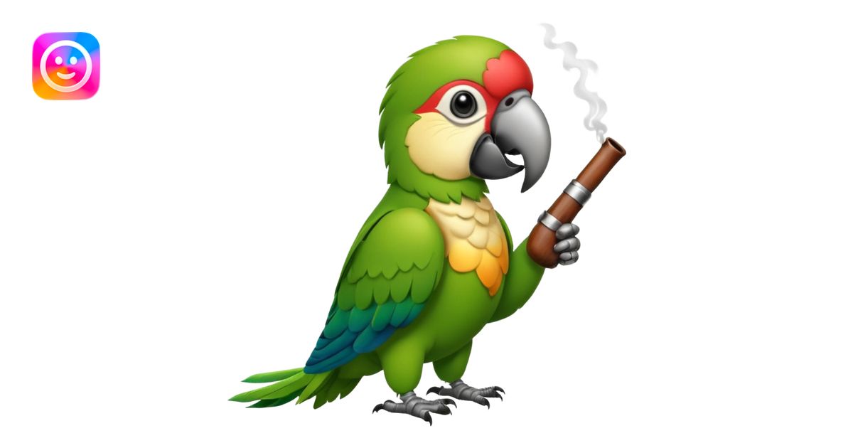 green parrot smoking pipe emoji | AI Emoji Generator