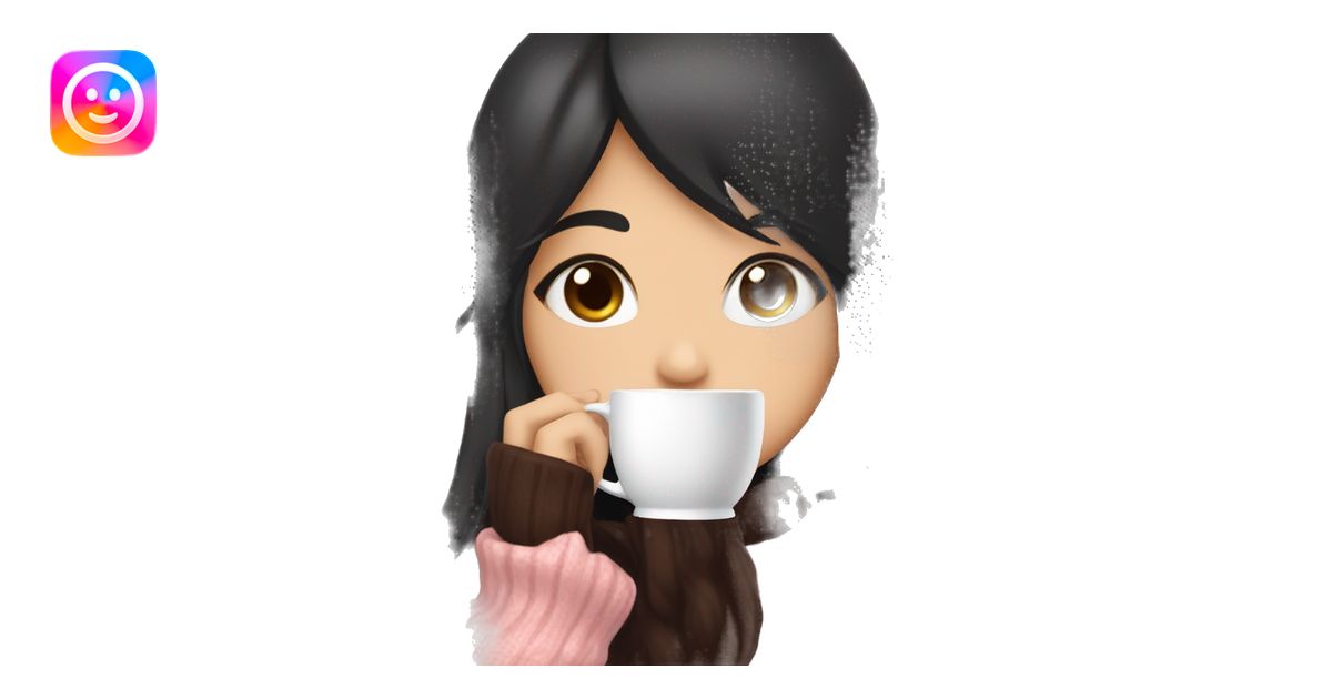 Anime girl with long black hair and brown eyes wearing a pink sweater ...