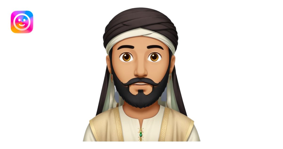 arab with black beard and defined jaw wearing white kandura emoji | AI ...