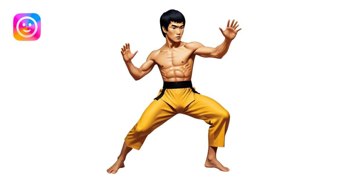 Cinematic Realistic Bruce Lee Portrait Emoji, depicted as a dynamic ...