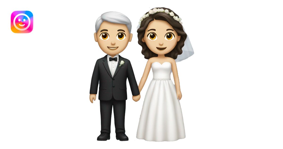 Brunette girl and boy getting married emoji | AI Emoji Generator