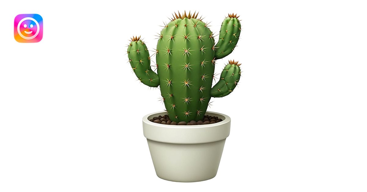 Cactus + white pot, Window Plants. emoji | AI Emoji Generator