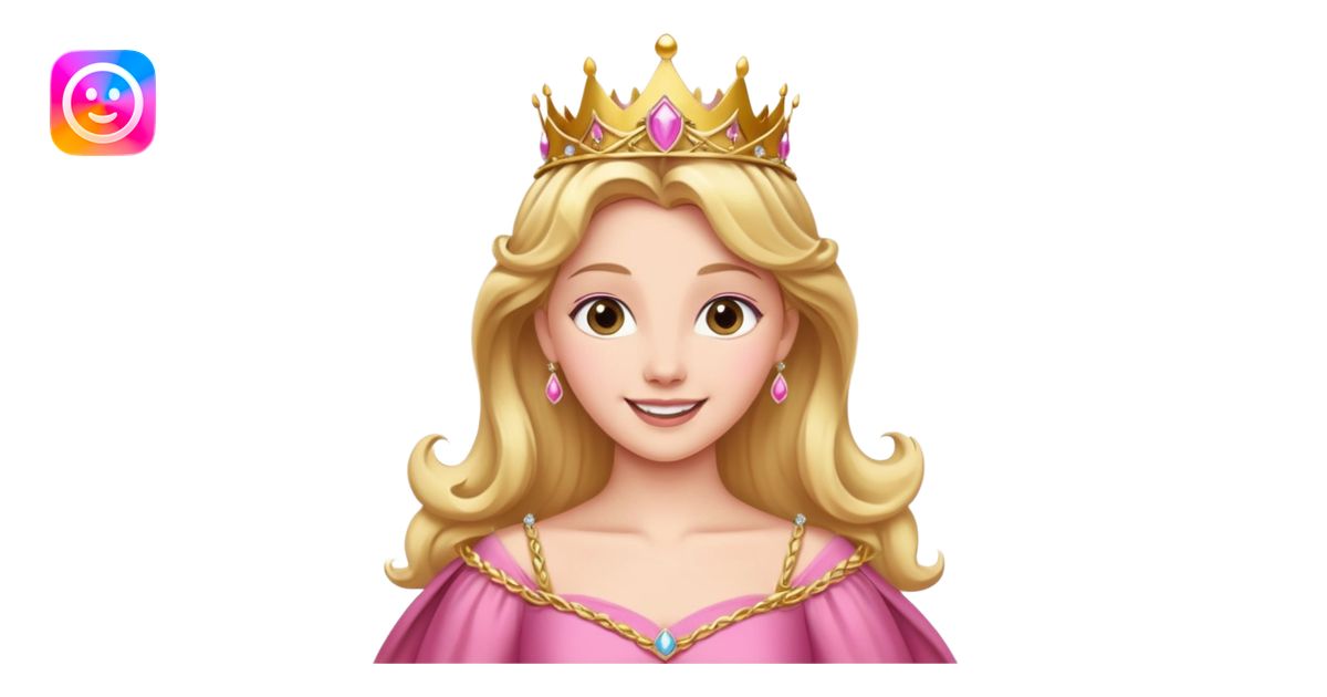 Princess Aurora with a gold tiara and pink dress, smiling emoji | AI ...