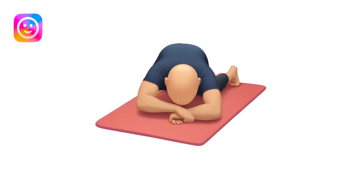 bald man lying on yoga mat doing stretching on small ball emoji | AI ...
