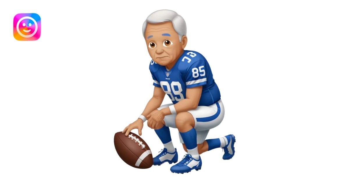 A grandpa playing football wearing an Indianapolis Colts jersey is ...