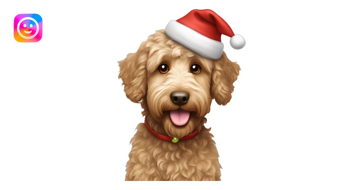australian labradoodle with Christmas hat emoji | AI Emoji Generator