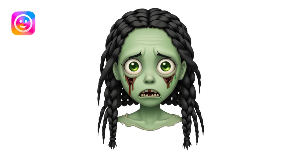 make a zombie with a droopy mouth girl with black knotless braids emoji ...