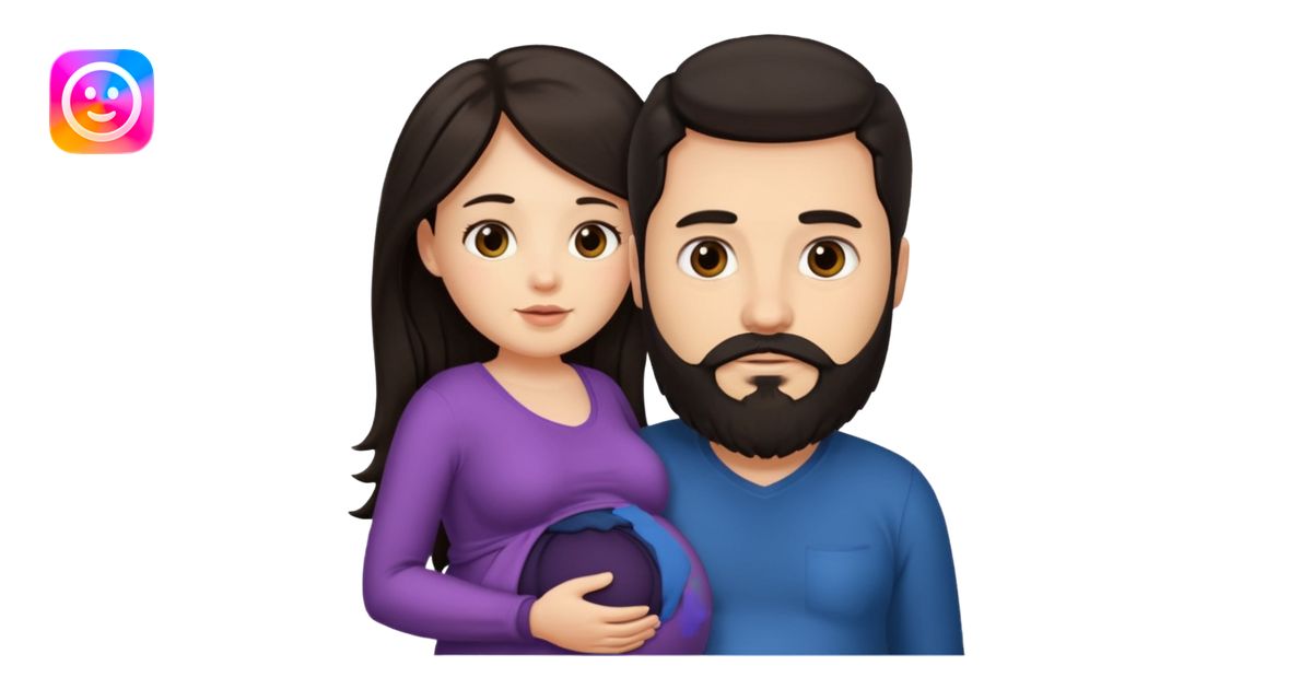 Una mujer embarazada y un hombre con barba ambos cabello oscuro emoji ...