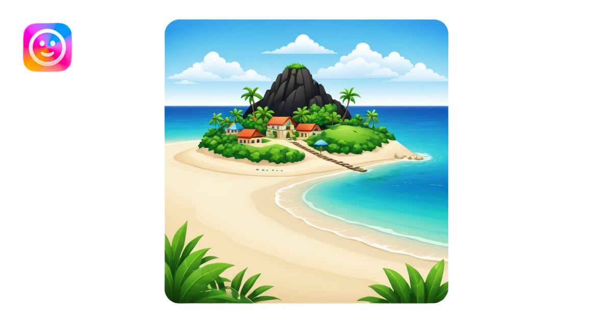 attractive island with a beach and infrastructure emoji | AI Emoji ...