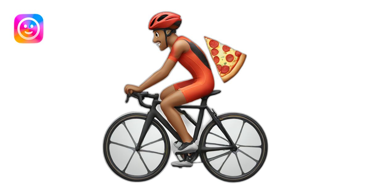 Cyclist eating pizza emoji | AI Emoji Generator